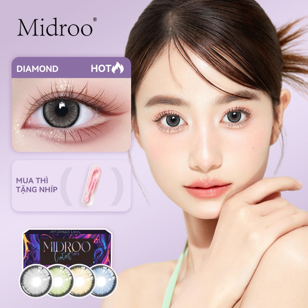 Midroo 1 cặp Diamond Xám Xanh lục or Xanh lam Dòng kính áp tròng kính 0 ...