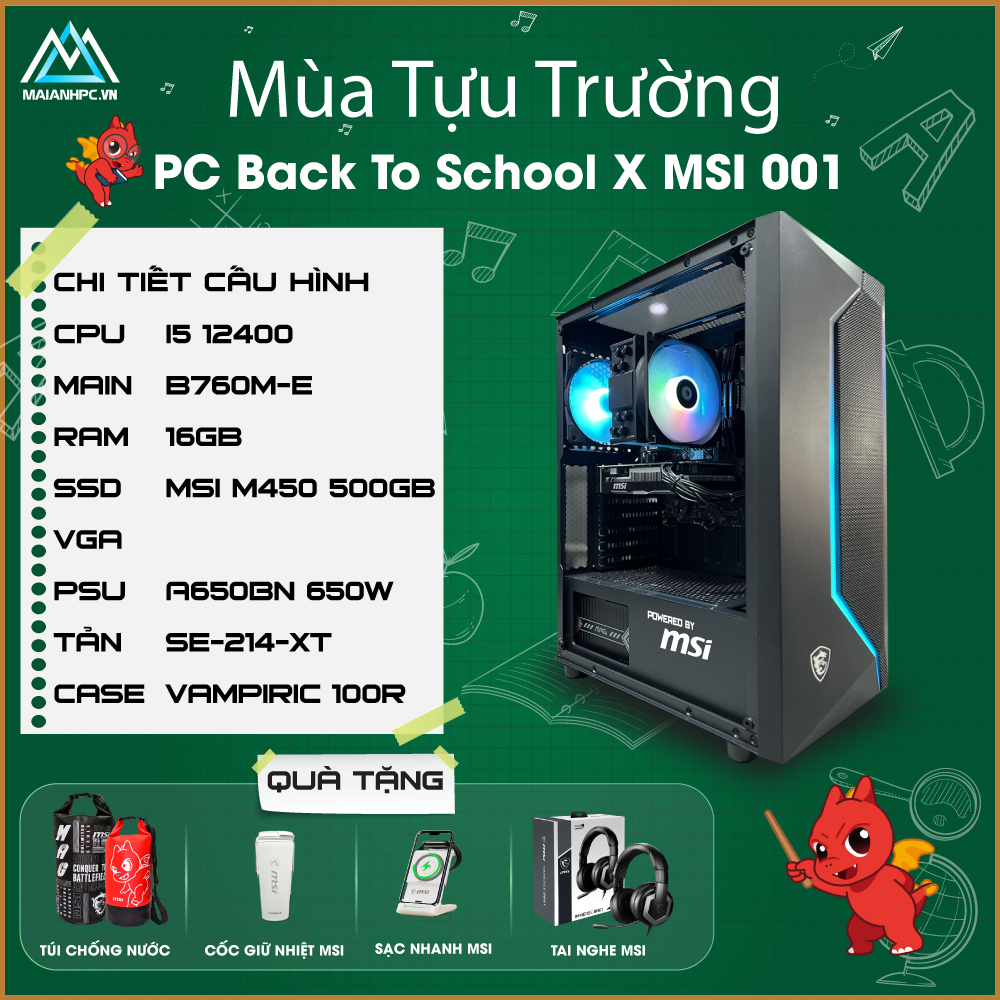 Bộ máy tính bàn làm việc Back to school X MSI 004 hàng chính hãng bảo hành 36th | Shopee Việt Nam