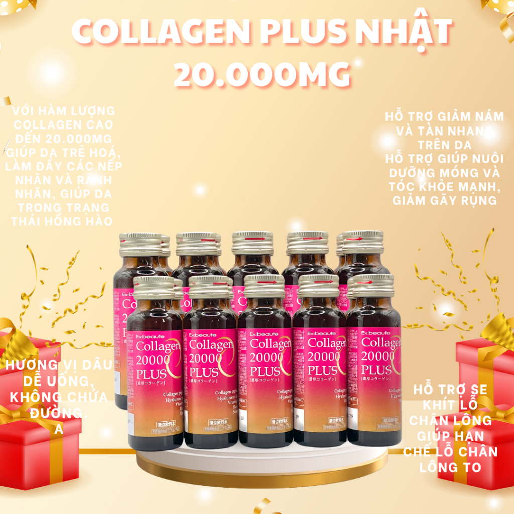 Nước Uống Đẹp Da Collagen 20000 Plus, Hộp 10 Lọ Collagen cao cấp Nhật ...