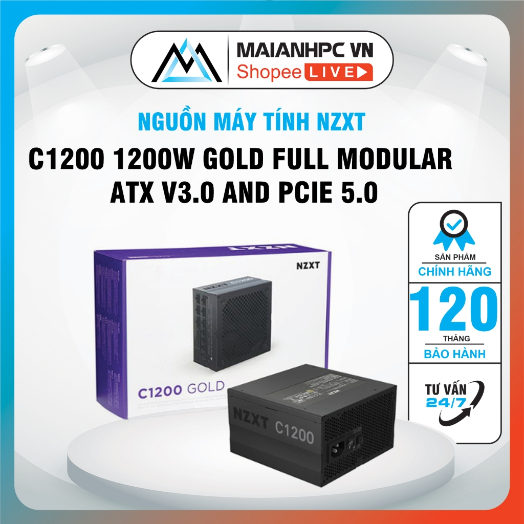 Nguồn máy tính NZXT C1200 Gold ATX 3.0 – 1200W 80 Plus Gold – Full Modular PSU BH10 NĂM | Shopee ...
