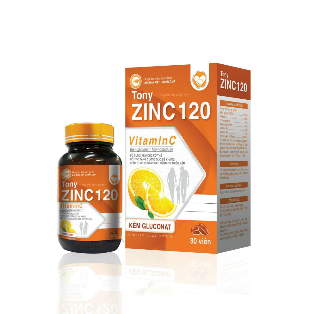 Viên uống tăng sức đề kháng Tony zinc 120 hộp 30 viên - Bổ sung vitamin ...