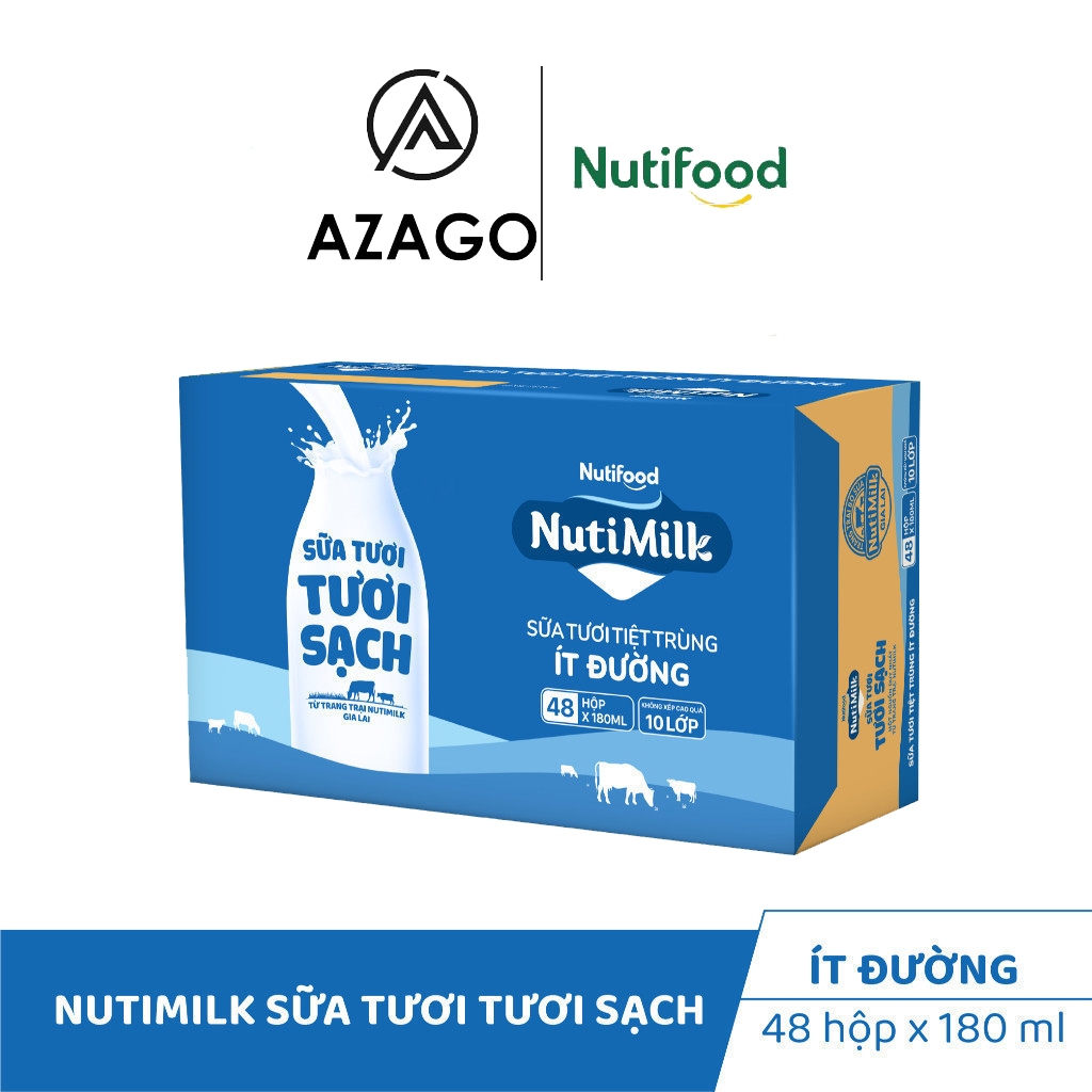 Thùng 48 hộp NutiMilk Sữa tươi TƯƠI SẠCH - Sữa tươi tiệt trùng Ít đường ...