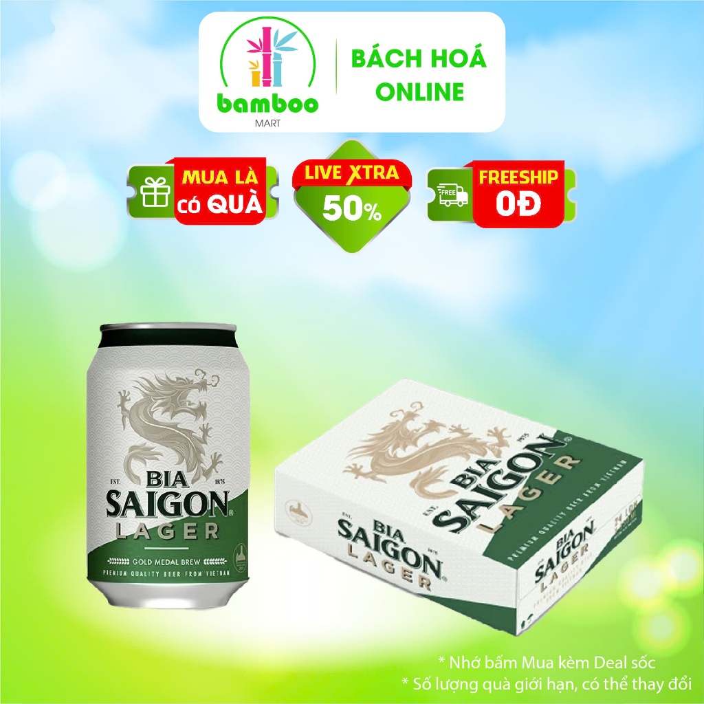 Thùng 24 Lon Bia Saigon Lager - 330ml/lon | Shopee Việt Nam