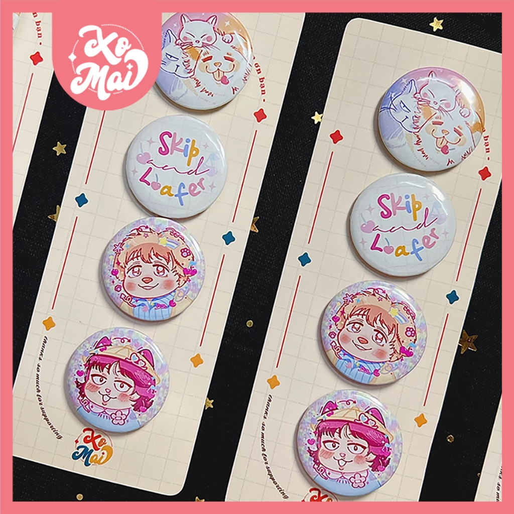 Xomai | Pin button cài Skip and Loafer ⭐ ver Cat & Dog 🎀 | Shopee Việt Nam