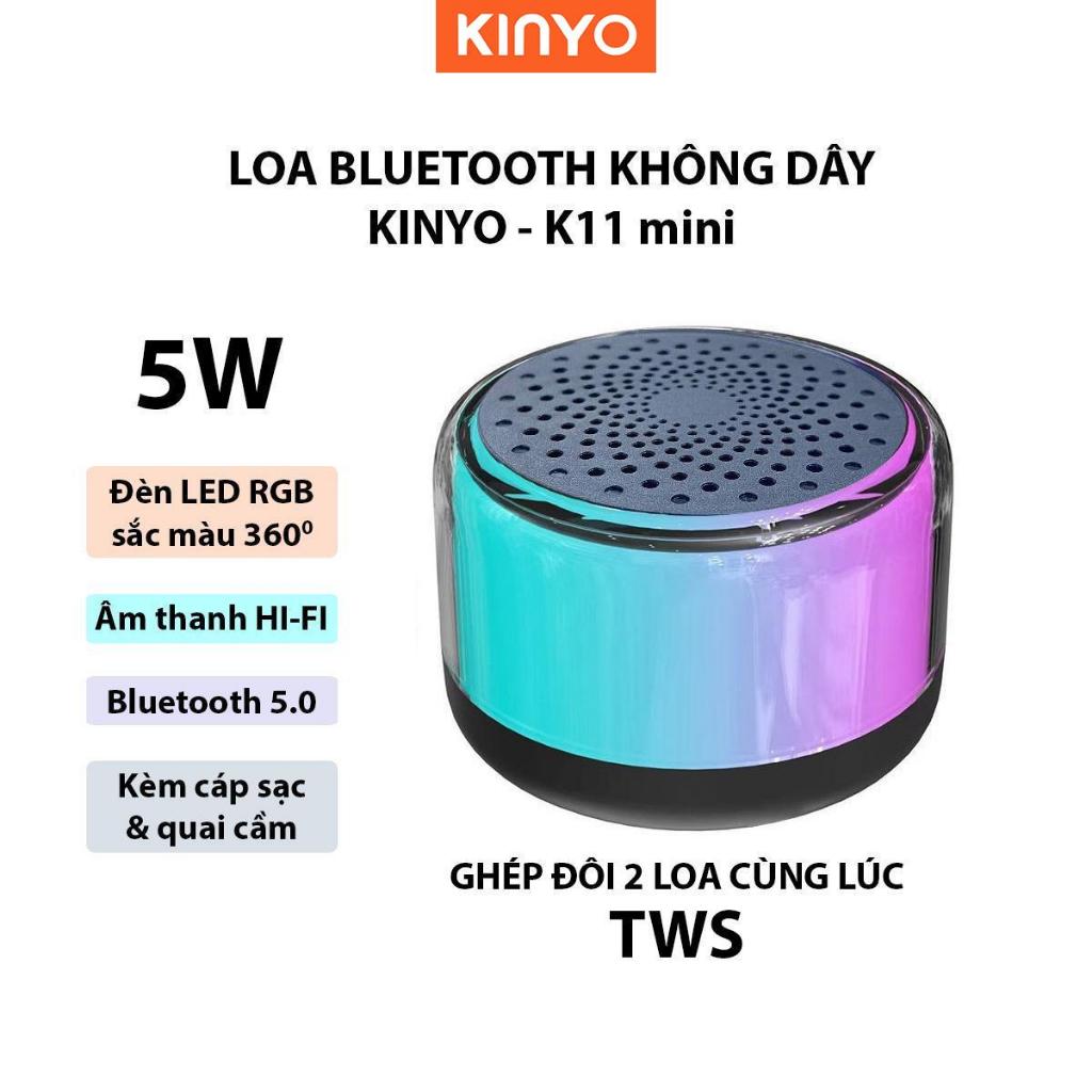 (KINYO-5W) Loa Mini Bluetooth Không Dây KINYO K11, Loa Nghe Nhạc LED RGB, Ghép Đôi Loa TWS ...