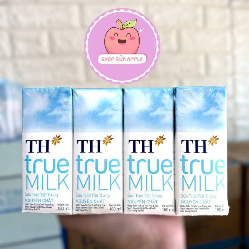 Lốc 4 Hộp sữa tươi Th True Milk 180ml (Nguyên chất, Ít đường, Có Đường) | Shopee Việt Nam