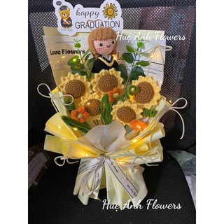BÓ HOA LEN ( HƯỚNG DƯƠNG, BẠN NAM HOẶC NỮ) TẶNG CHỮ GRADUATION+ TÚI ...