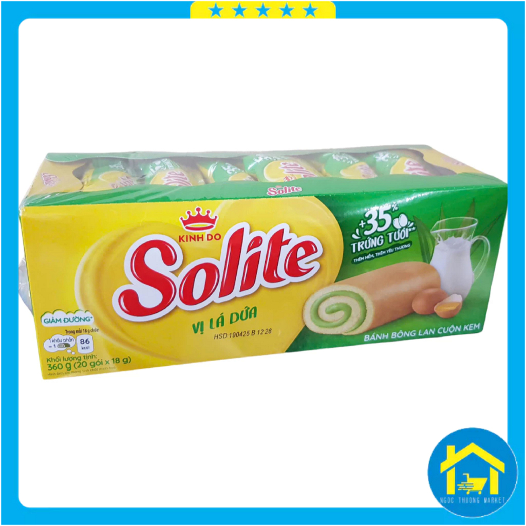 Bánh Solite bông lan cuộn kem khay 360g (20 gói X 18g) | Shopee Việt Nam
