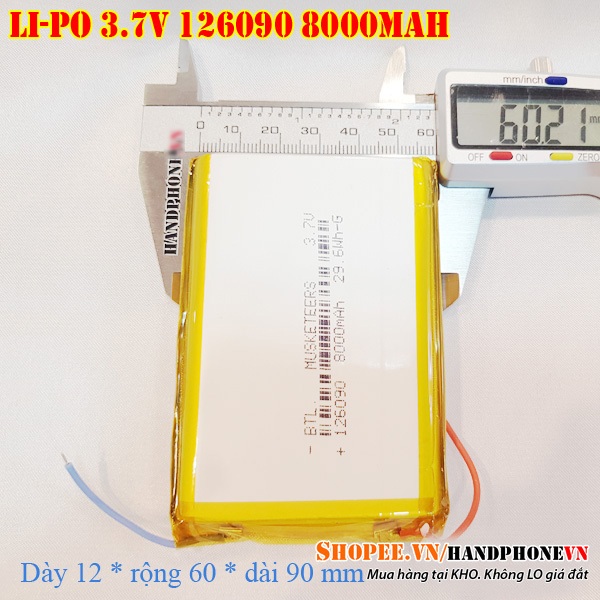 Pin Li-Po 3.7V 126090 8000mAh (Li-Polyme) | Shopee Việt Nam