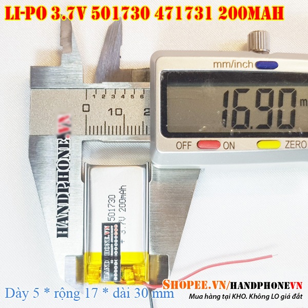 Pin Li-Po 3.7V 200mAh 501730 471731 (Li-Polymer) cho tai nghe Bluetooth ...
