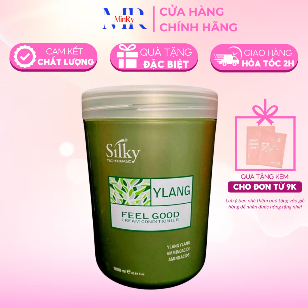 Kem hấp xả SILKY chăm sóc tóc bằng thảo dược YLANG Feel Good Conditioner 1000ml, giảm khô xơ cho ...