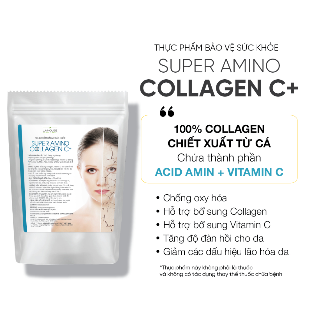 Collagen bổ sung Vitamin C tăng khả năng chống oxy hóa Lá House Pure ...