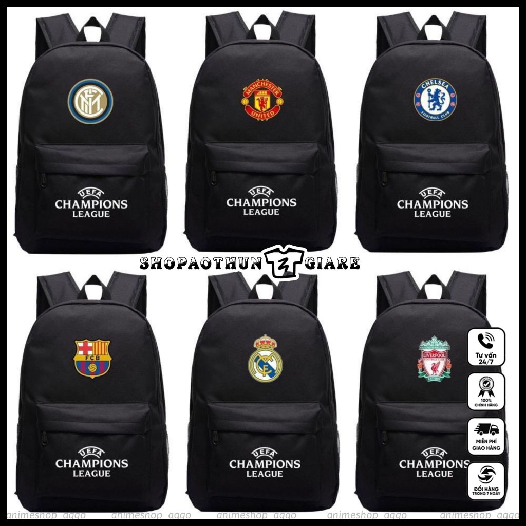 Balo đi học in Logo Champions League Juventus Liverpool Hotspur Chelsea ...