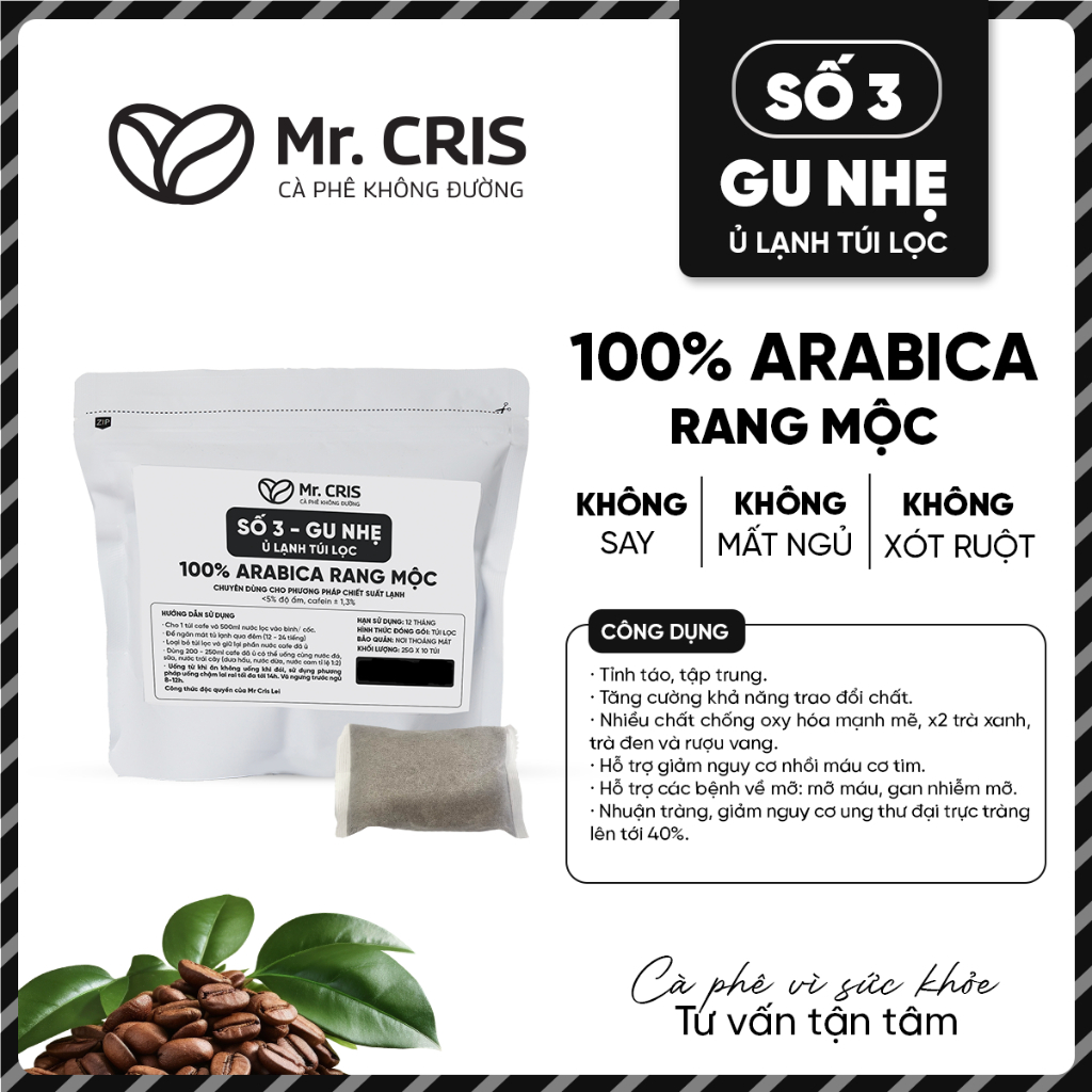Cà phê Cold Brew túi lọc Arabica Cầu Đất SỐ 3 - MR CRIS - Dễ Uống, Không Say, Không Mất Ngủ 10 ...