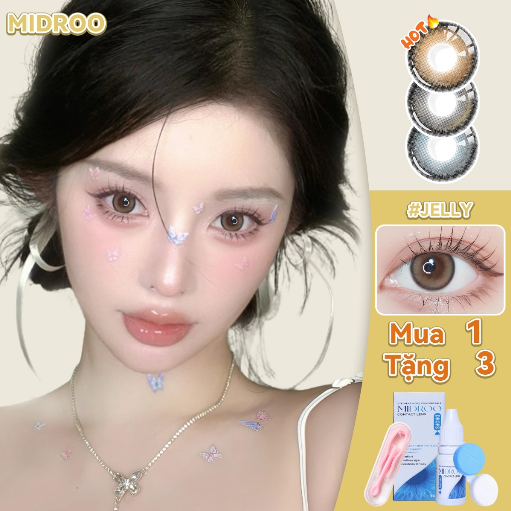 Midroo Lens 1 Cặp (2 chiếc) Almond Jelly Dòng kính áp tròng kính 0-8 Độ ...