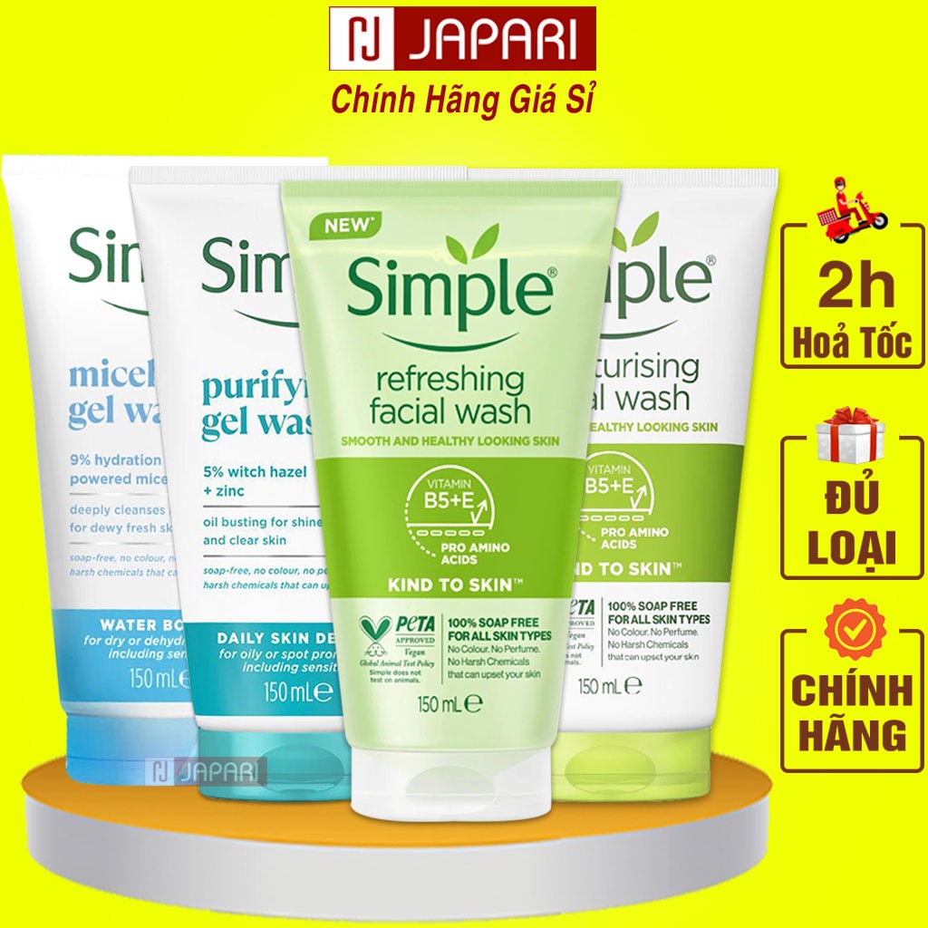 Sữa Rửa Mặt Simple CHÍNH HÃNG Cho Da Dầu Mụn, Khô, Nhạy Cảm - Sửa Rửa Mặt Simple Kind To Skin ...