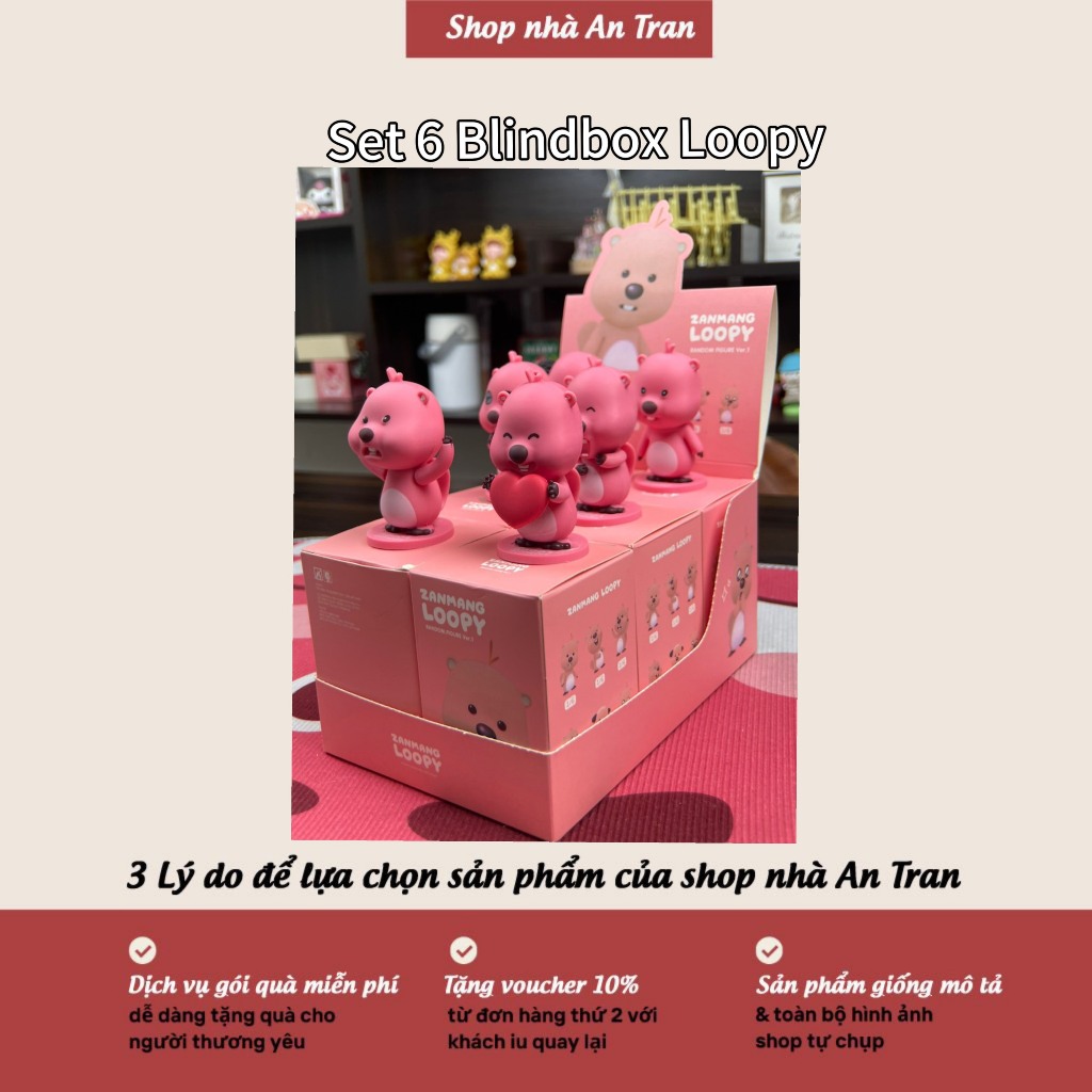 Mô hình loopy Blind box (hộp mù) vô cùng dễ thương dùng trang trí bàn ...