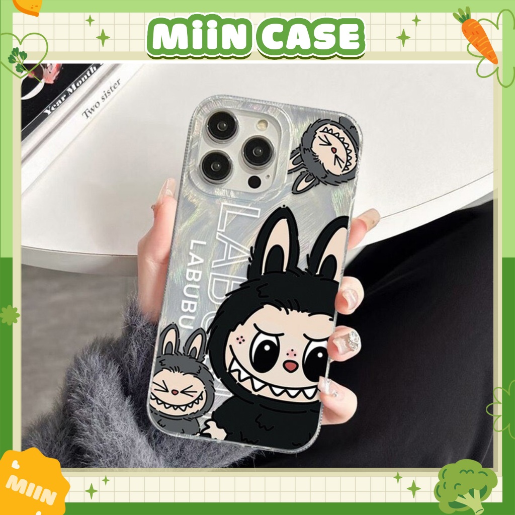 Ốp Lưng iPhone Silicon Labubu Black Ánh Bạc, Chống Sốc, Bảo Vệ Camera ...