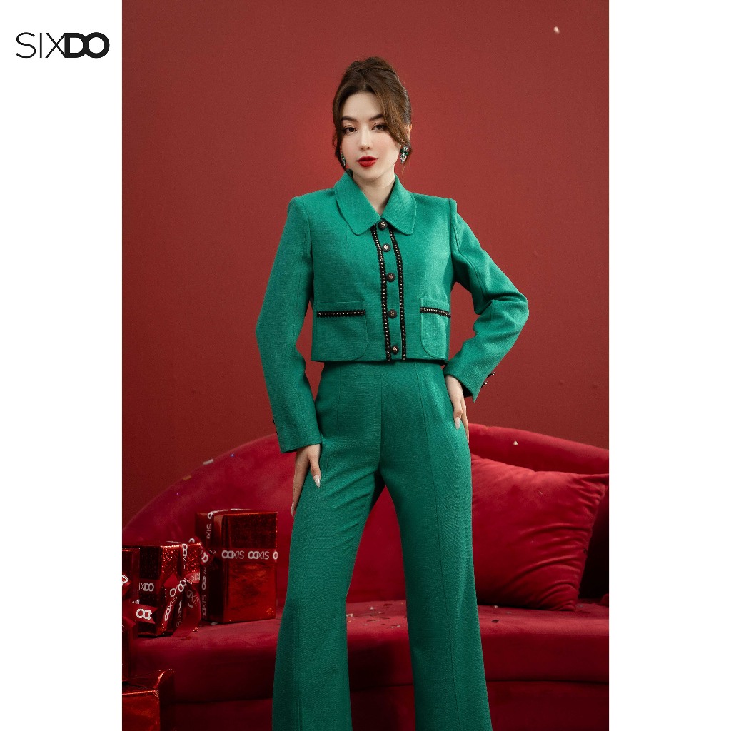 Áo vest nữ dài tay xanh SIXDO (Dark Green Long Sleeves Woven Vest ...