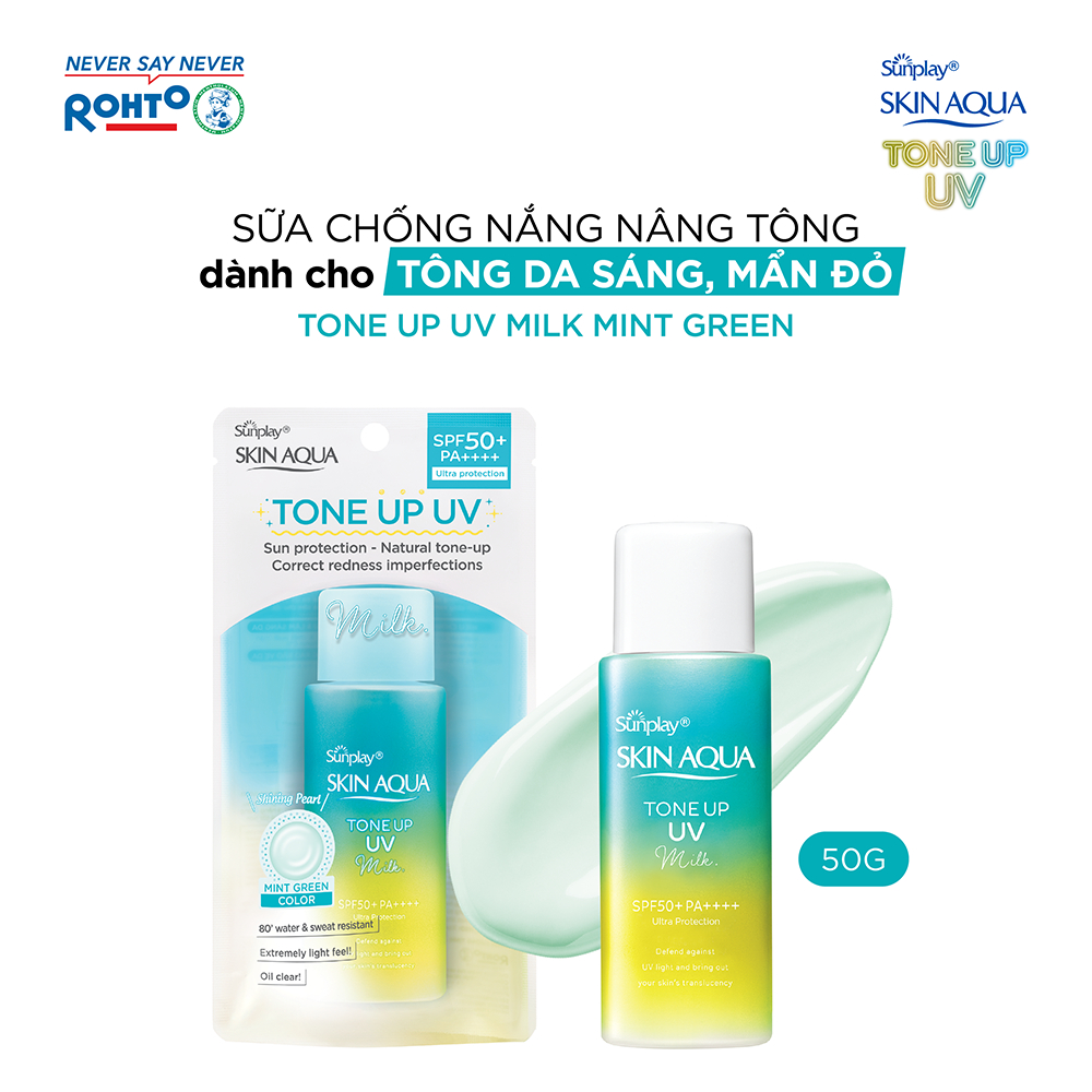 Sữa chống nắng nâng tông cho da khuyết điểm Sunplay Skin Aqua Tone Up UV Milk Mint Green SPF50 ...