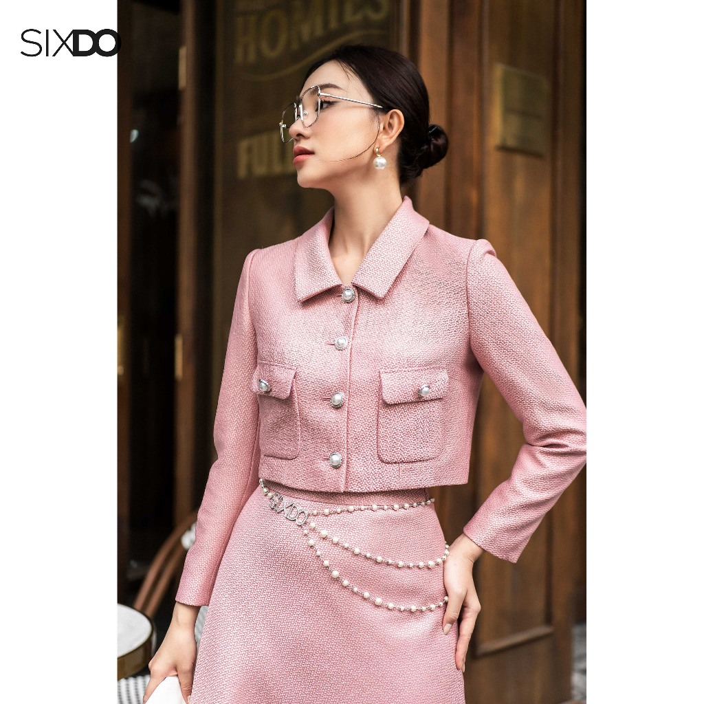 Áo vest nữ hồng vỏ đỗ dài tay SIXDO (Dusty Rose Cropped Woven Vest ...