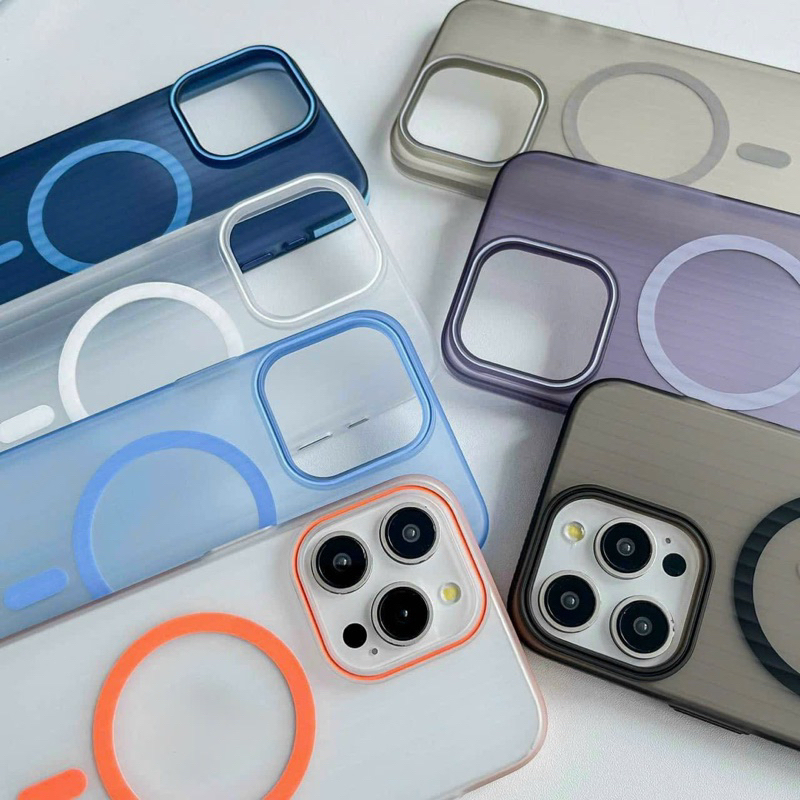 Ốp X&M lưng nhám kẻ sọc Từ tính viền ốp chống shock ip15 pro max/ ip14 ...