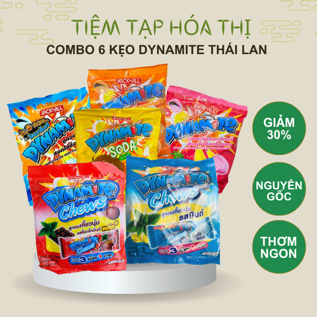 Kẹo DYNAMITE Thái Lan Nhân Bạc Hà Socola Soda Dâu Tan Chảy Candy Ăn Vặt ...
