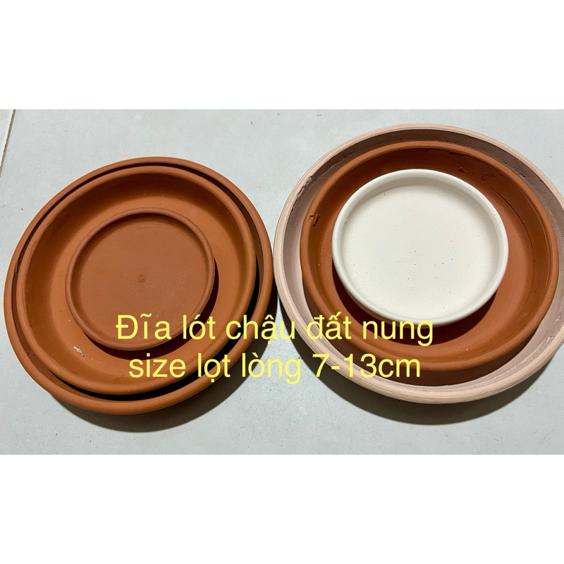 Đĩa lót chậu đất nung size lọt lòng 7cm đến 13cm - đĩa lót bằng đất ...