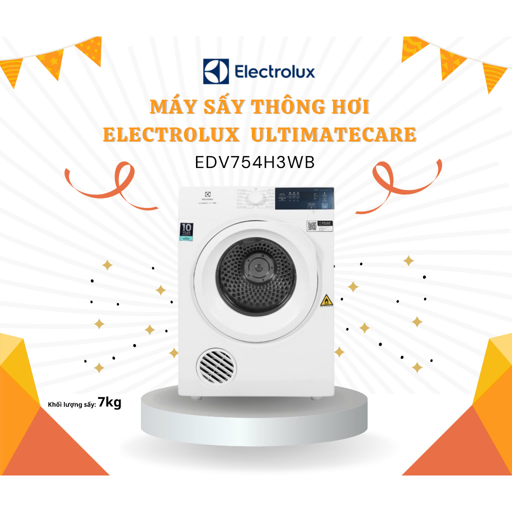 Máy sấy quần áo thông hơi Electrolux UltimateCare 7.5 kg EDV754H3WB ...