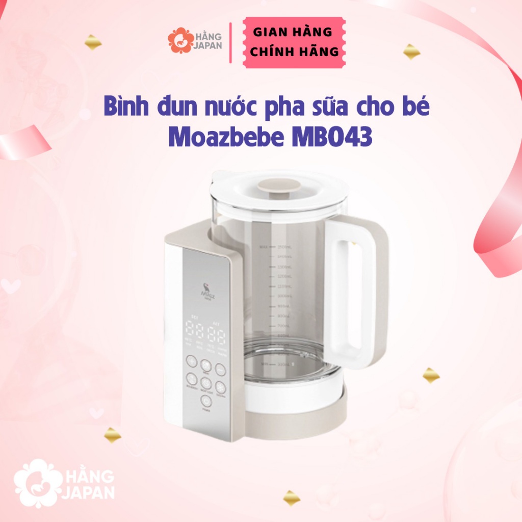 Bình đun nước pha sữa cho bé Moazbebe MB043 dung tích 1.5 lít, ấm đun ...