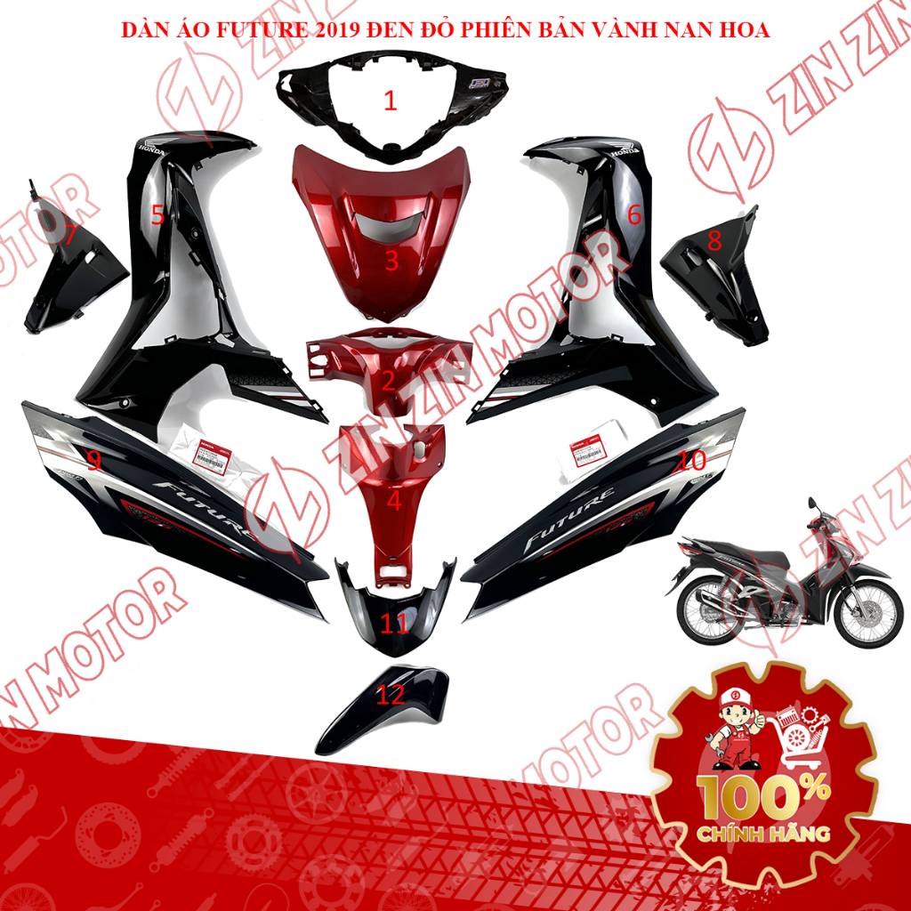 Dàn Áo Future 125 Fi, Xe Future Led Đen Đỏ 2019 Phiên Bản Vành Nan Hoa ...