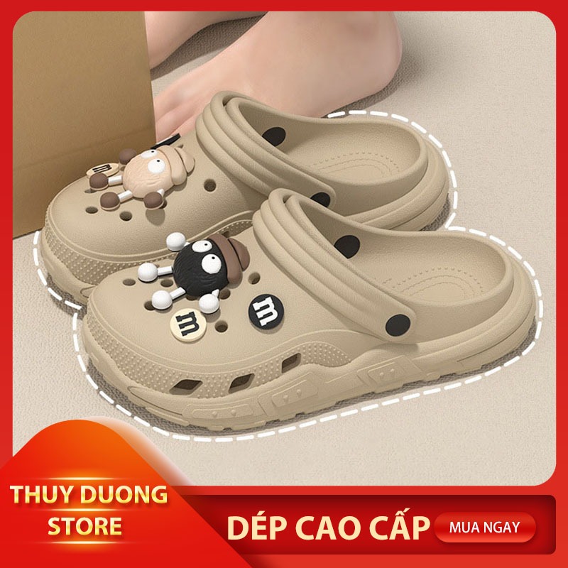 Dép nữ, Dép Cross nữ sticker bánh quy dễ thương đế EVA 3cm chống trượt ...