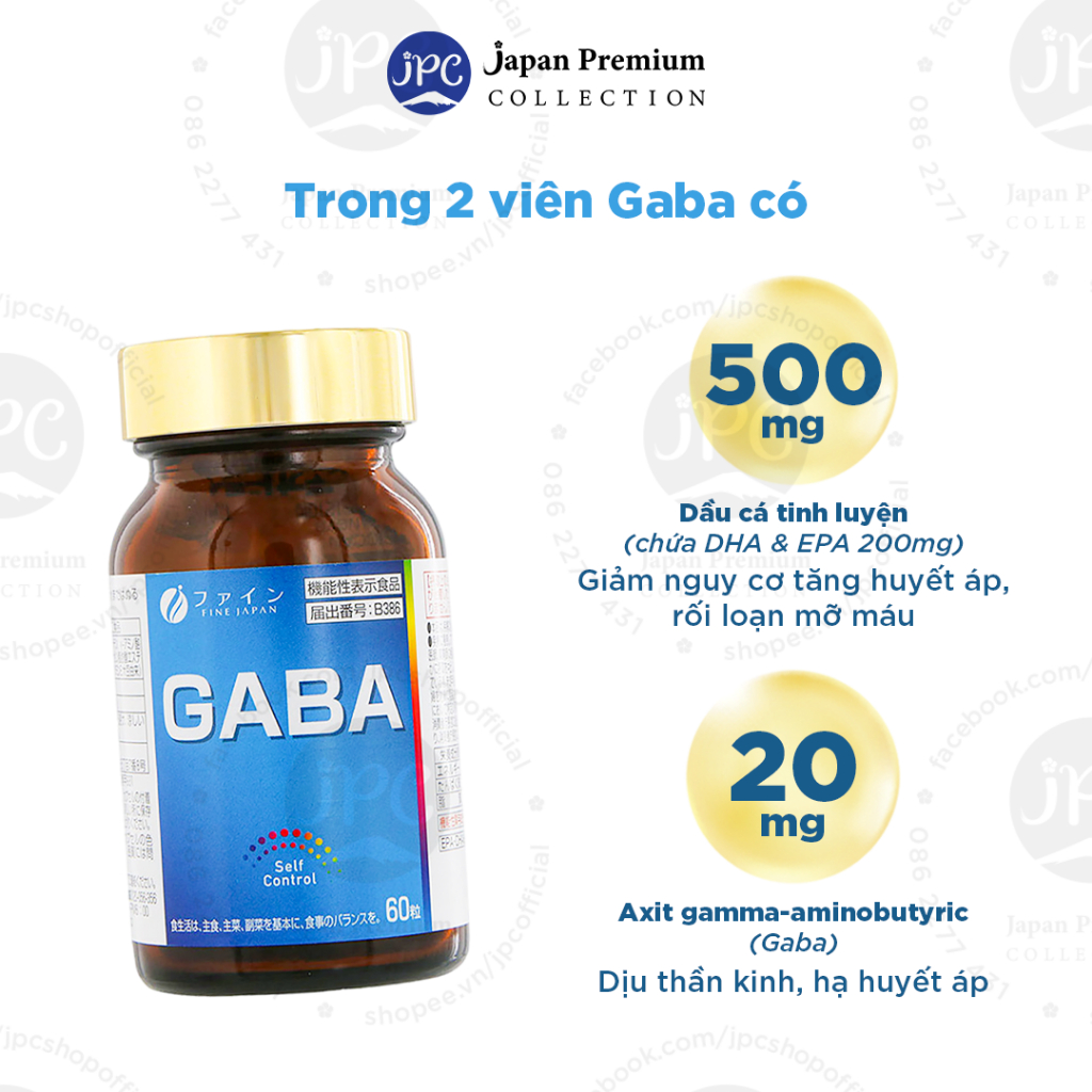 [HỘP 60 VIÊN] Viên Uống GABA Hỗ Trợ Cải Thiện Tình Trạng Huyết Áp Cao Fine Japan - Nhật Bản ...
