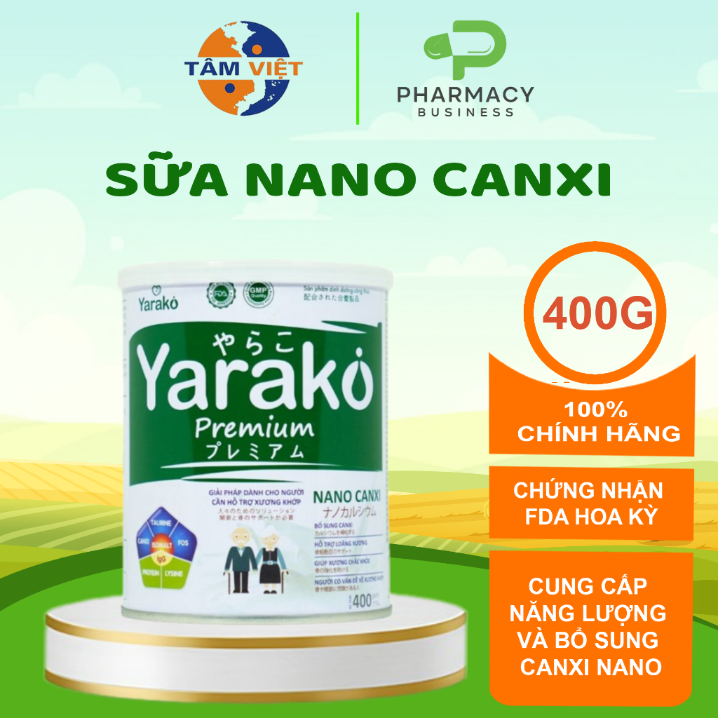 Sữa YARAKO PREMIUM NANO CANXI Giải Pháp Dành Cho Người Hỗ Trợ Xương Khớp Hộp 400G | Shopee Việt Nam