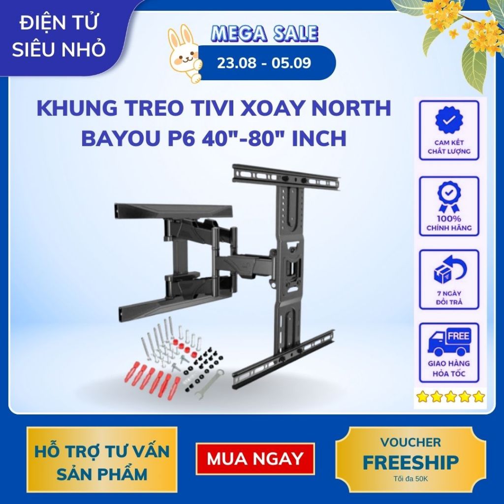 Khung treo tivi XOAY nhập khẩu North Bayou P4 P5 P6 (32"-80"inch - tải trọng 45,5kg - 45x31x6cm ...