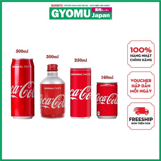 Nước ngọt có ga Coca cola 500ml, Coca nhí 160ml, Coca cola không calo - Hàng nội địa Nhật Bản ...