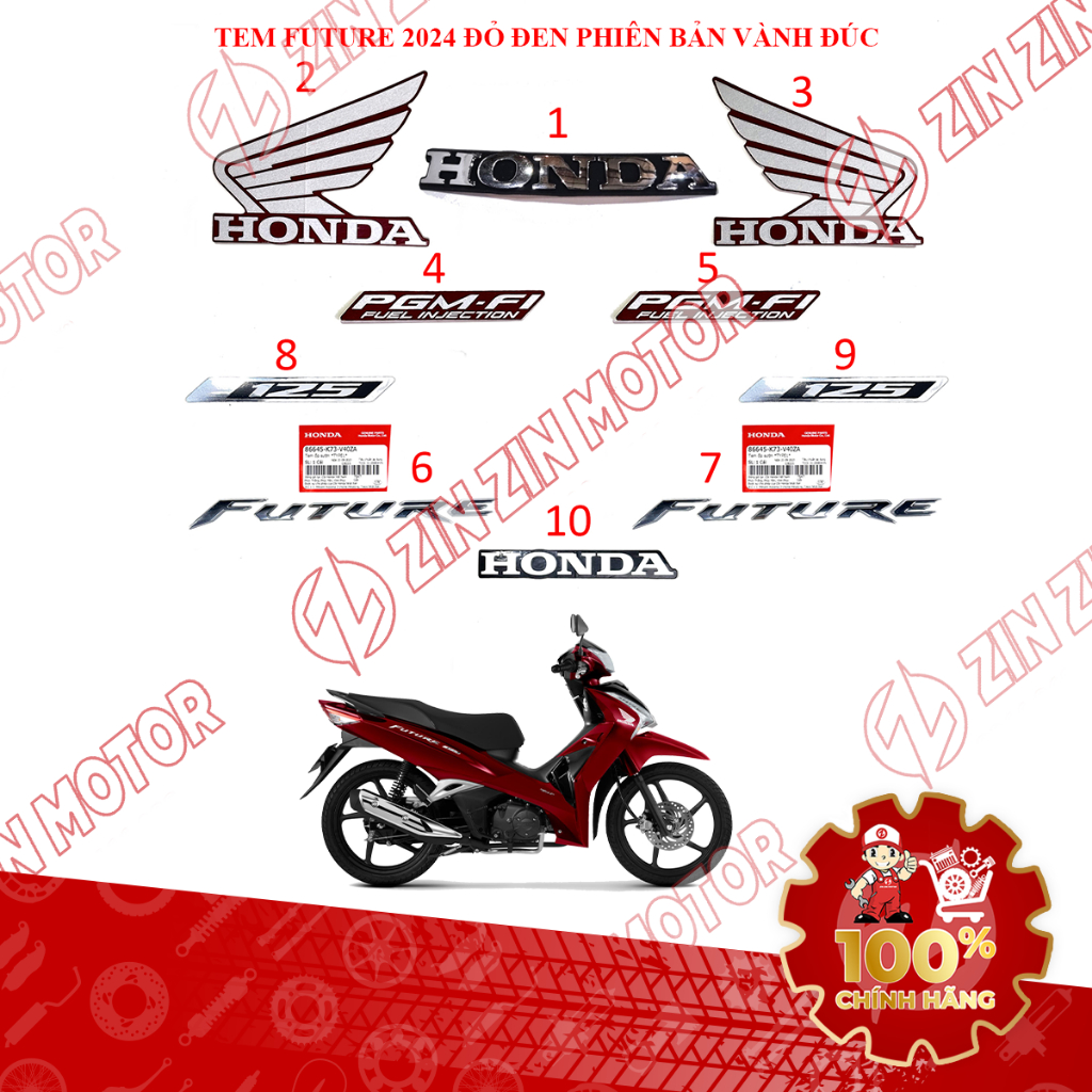Tem Xe Future 125 Fi, Tem Rời Future Led 2024 Đỏ Đen Phiên Bản Cao Cấp ...