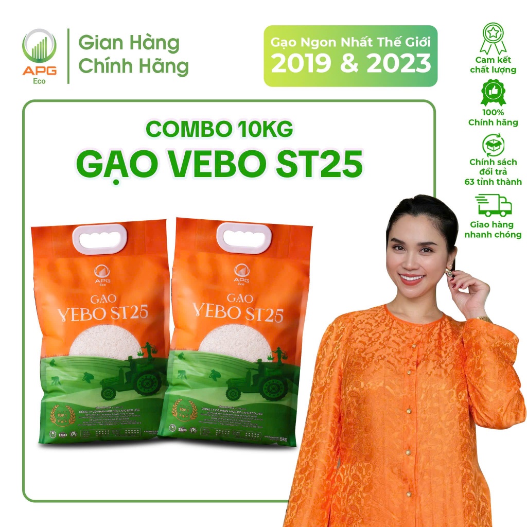 Combo 10kg Gạo Vebo ST25 Hữu Cơ, Đạt Tiêu Chuẩn Xuất Khẩu | Shopee Việt Nam