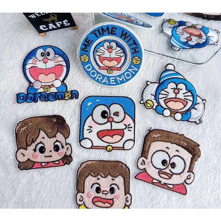 Sticker ủi nhiệt thêu logo doraemon, nobita, shizuka - Miếng dán trang ...