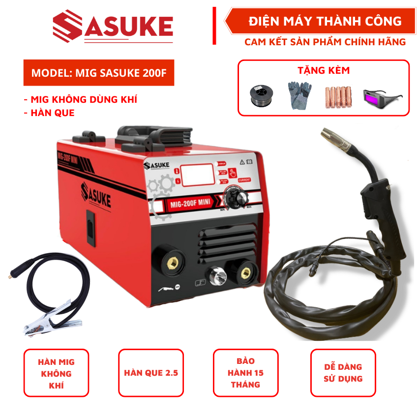Máy Hàn Mig Không Dùng Khí Sasuke 200F Thế Hệ Mới, Dây Mig Rời Tiện Lợi ...