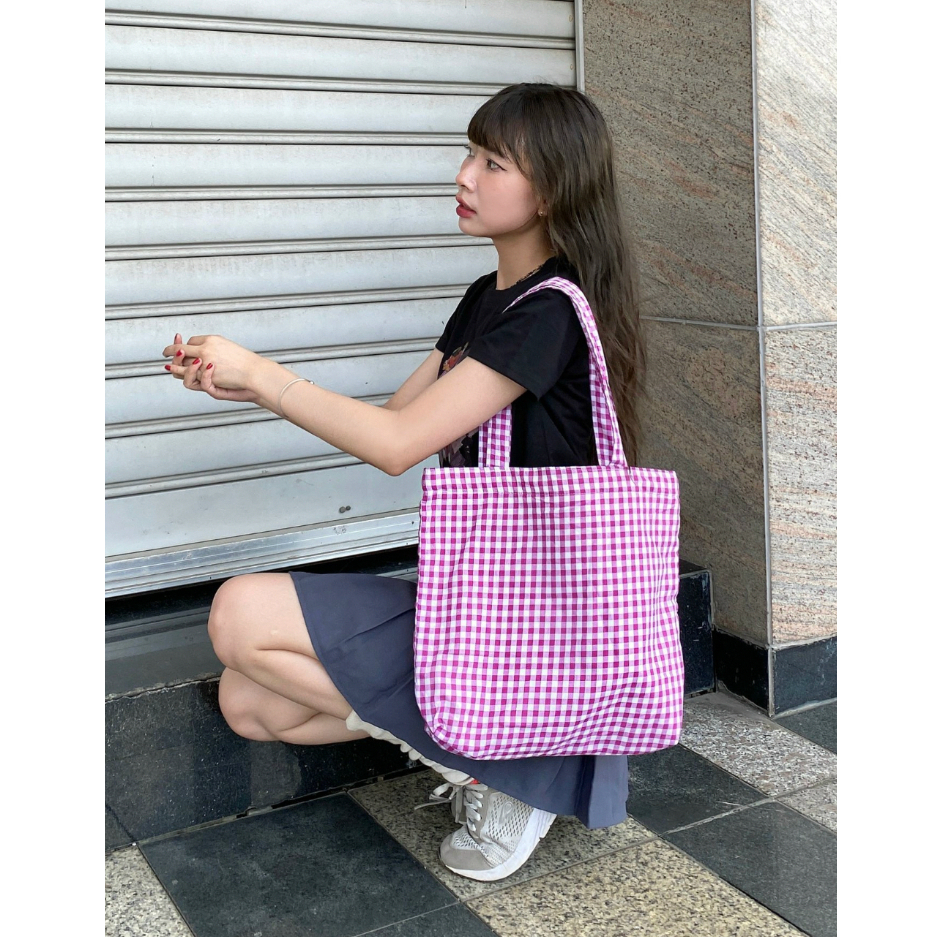 [Freeship] Túi Tote Caro Pastel Khoá Kéo Tặng Scrunchies Đựng Vừa ...