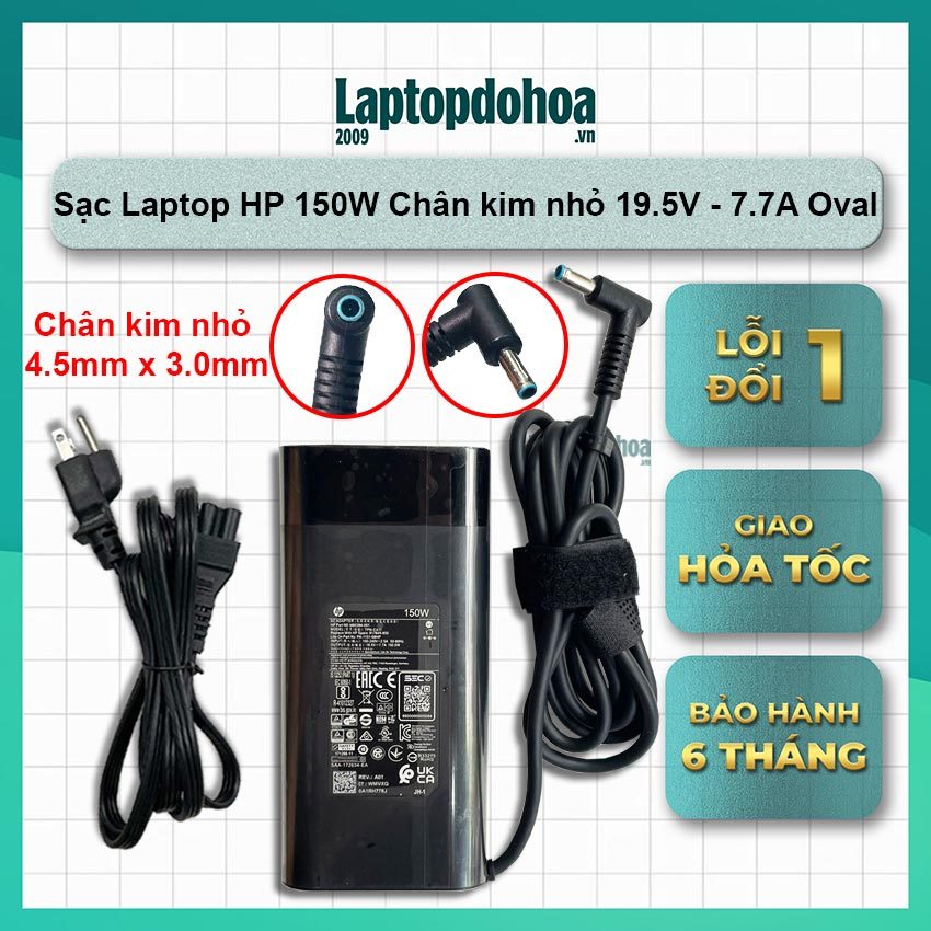 [BH06T] Bộ Sạc Adapter Zin HP 150w 19.5v - 7.7a Oval Chân Kim Nhỏ Xanh HP Workstation (kèm dây ...