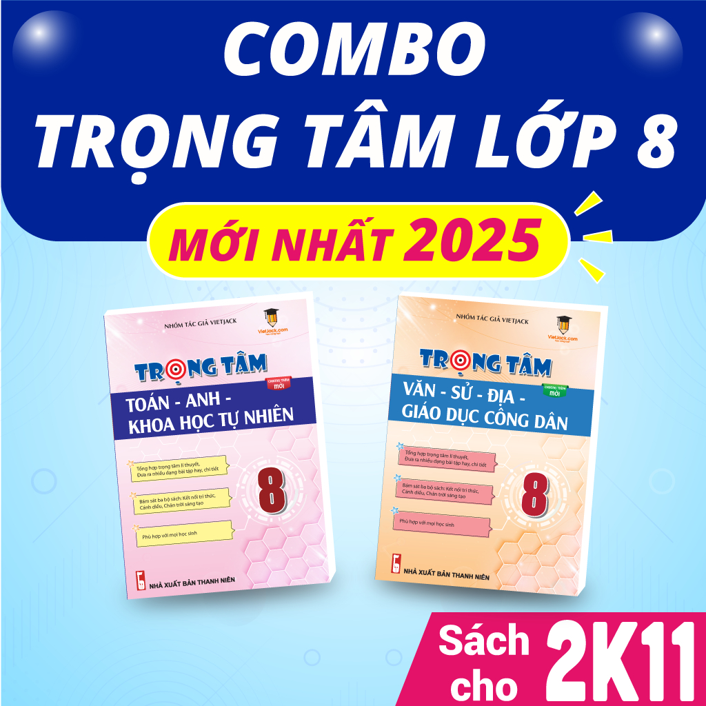Combo 2 sách Trọng tâm Văn - Sử - Địa - GDCD và Toán - Anh - KHTN lớp 8 ...
