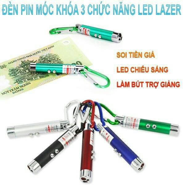Đèn pin mini đa năng: đèn led, đèn laser laze đỏ trợ giảng thuyết trình ...