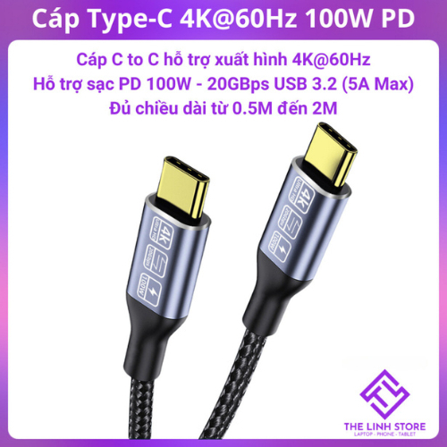 Cáp TypeC to TypeC hỗ trợ xuất hình 4K sạc nhanh 100W PD 20Gbps | Shopee Việt Nam