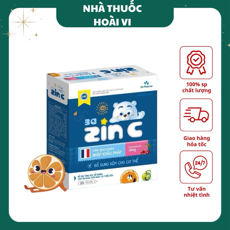 3A zinC Siro bổ sung kẽm cho bé nhập khẩu Pháp Hộp 20 ống | Shopee Việt Nam