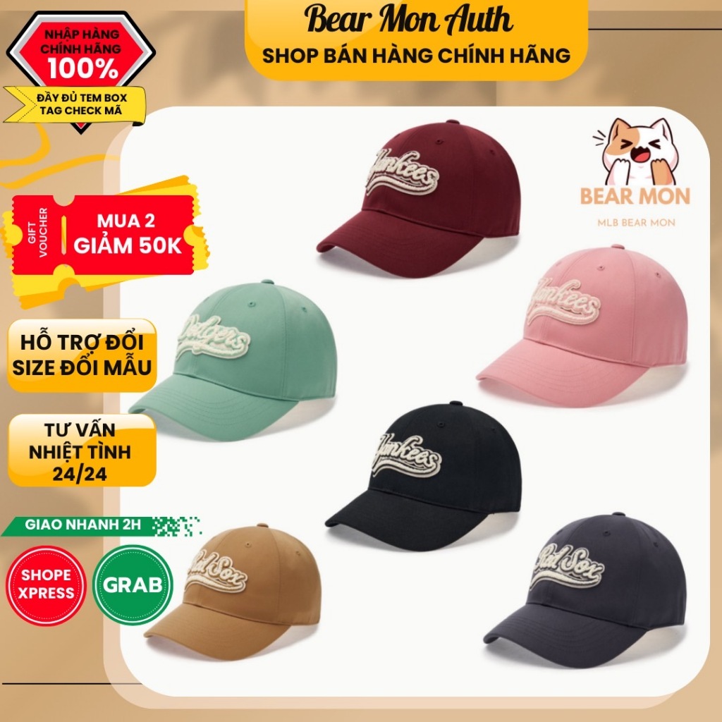 Mũ Lưỡi Trai MLB Varsity Cursive Fluffy Logo Unstructured Ball Cap Logo ...