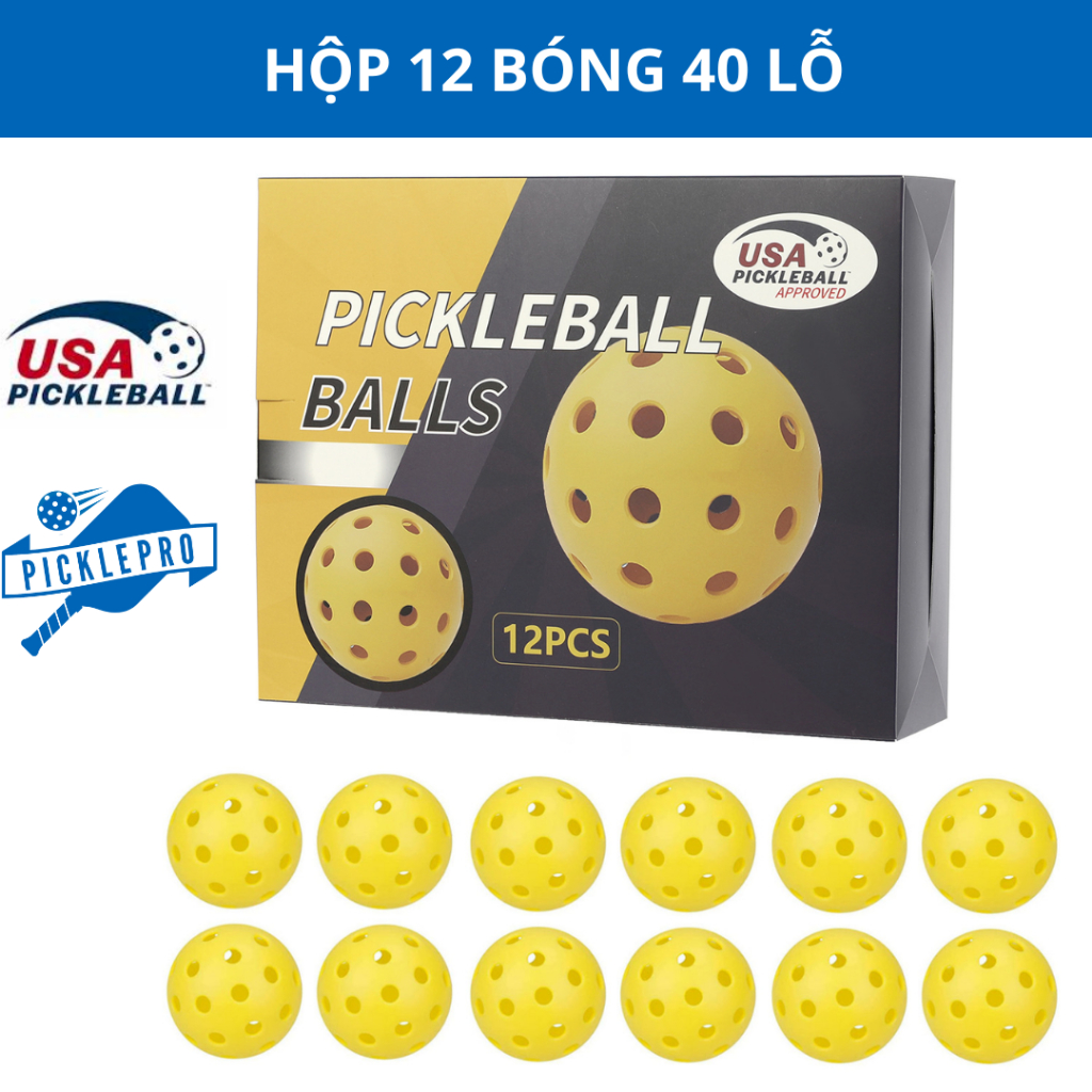 Hộp bóng pickleball 40 lỗ, banh pickleball tập luyện và thi đấu ngoài ...