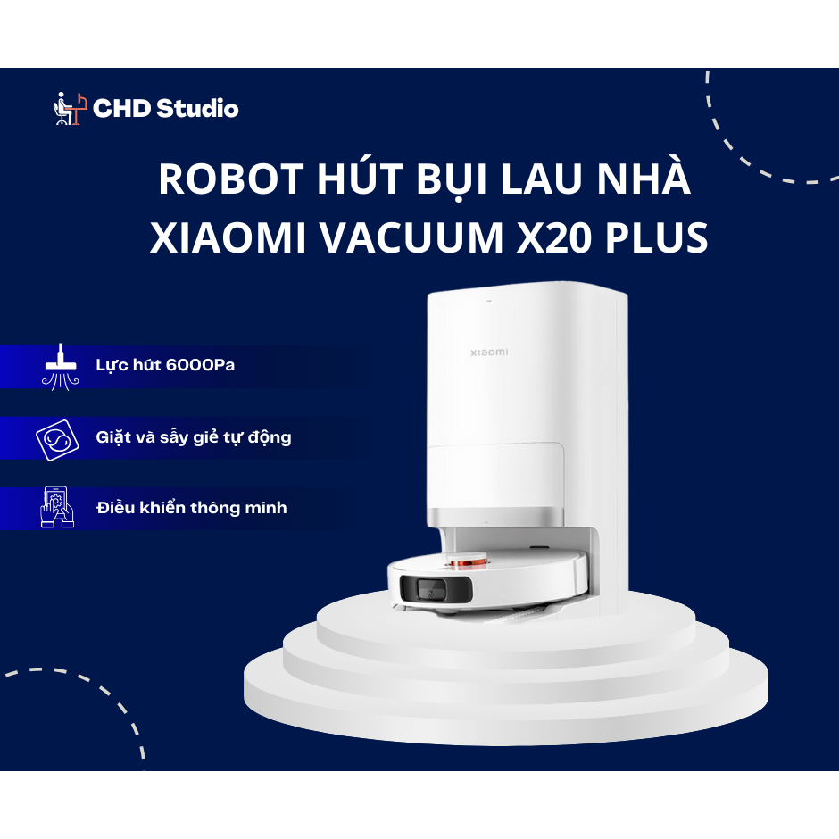 Robot hút bụi lau nhà Xiaomi Vacuum X20 Plus - Lực hút 6000Pa - Tránh vật cản thông minh - Hàng ...