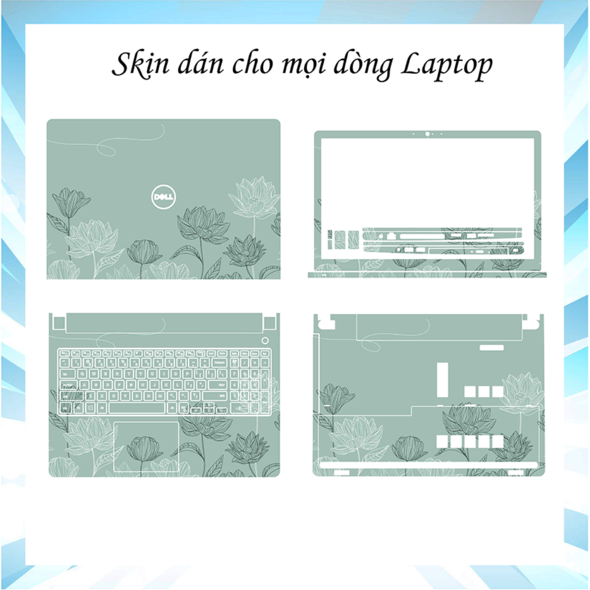 Miếng dán skin mẫu Hoa sen cho mọi dòng laptop Dell , Asus , Acer , HP ...